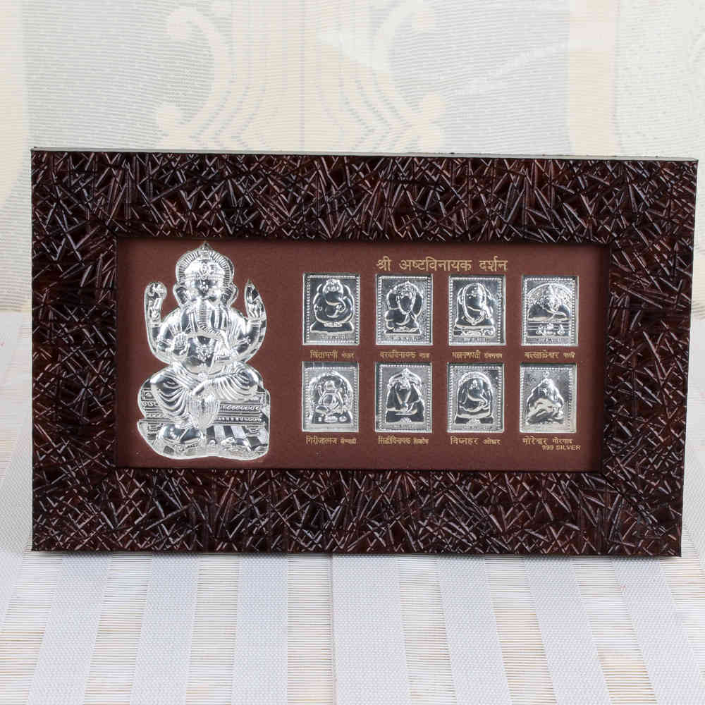 Silver Plated Ashtavinayak Darshan Table Top Frame @ Best Price ...